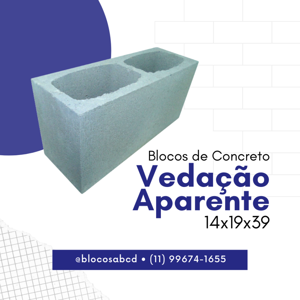 Blocos de Concreto Vedação Aparente 14x19x39 - Blocos ABCD